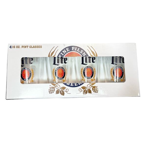 Miller Lite | Accents | Miller Lite Beer 6 Oz Pint Glass Set Of Four 4 ...